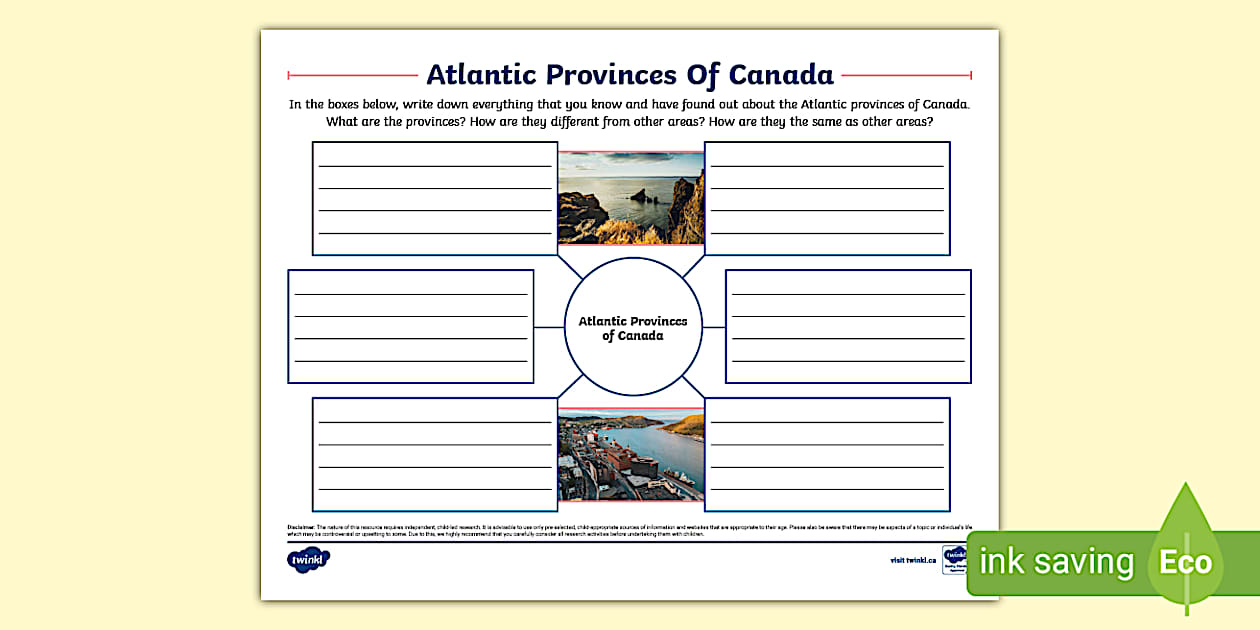 Atlantic Provinces of Canada Mind Map (teacher made)