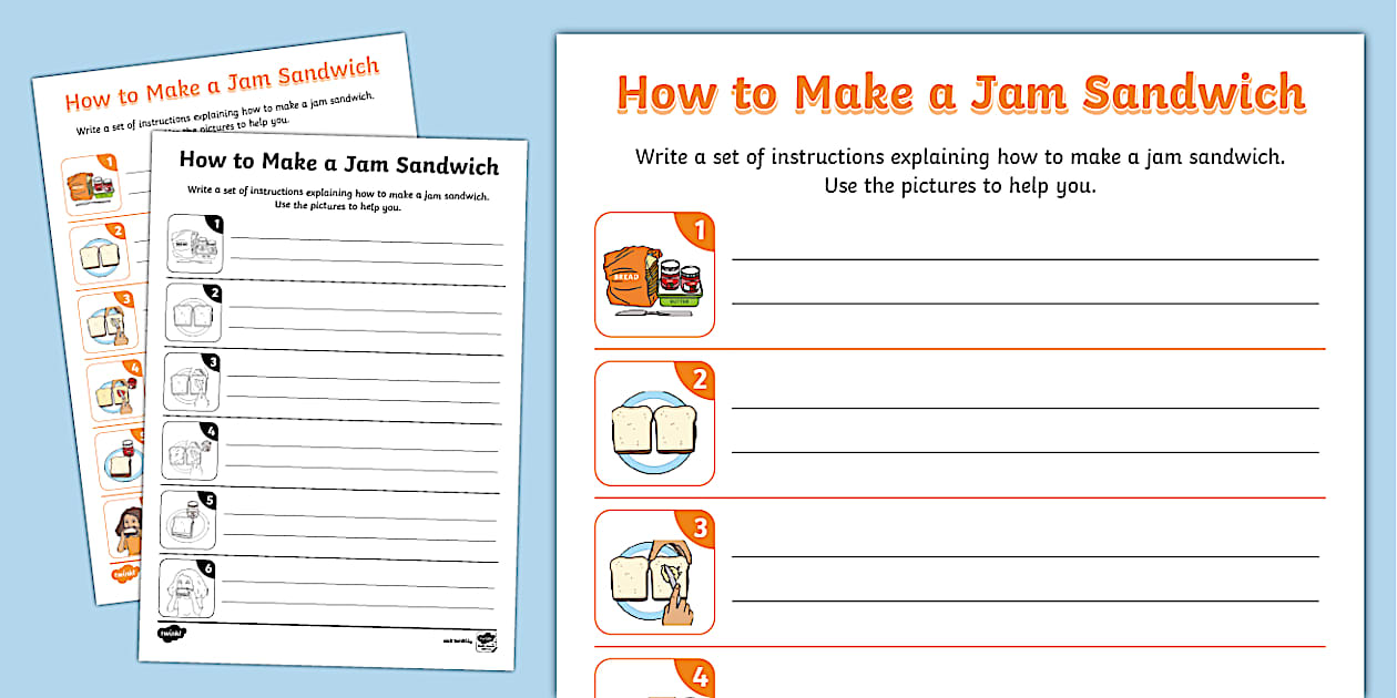 How to Make a Jam Sandwich Instruction Writing Template