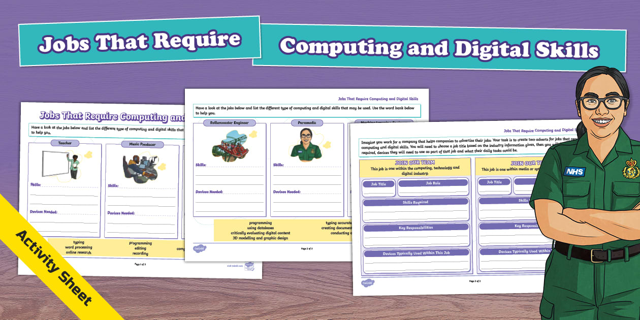 KS2 Jobs That Require Computing and Digital Skills Activity Sheet