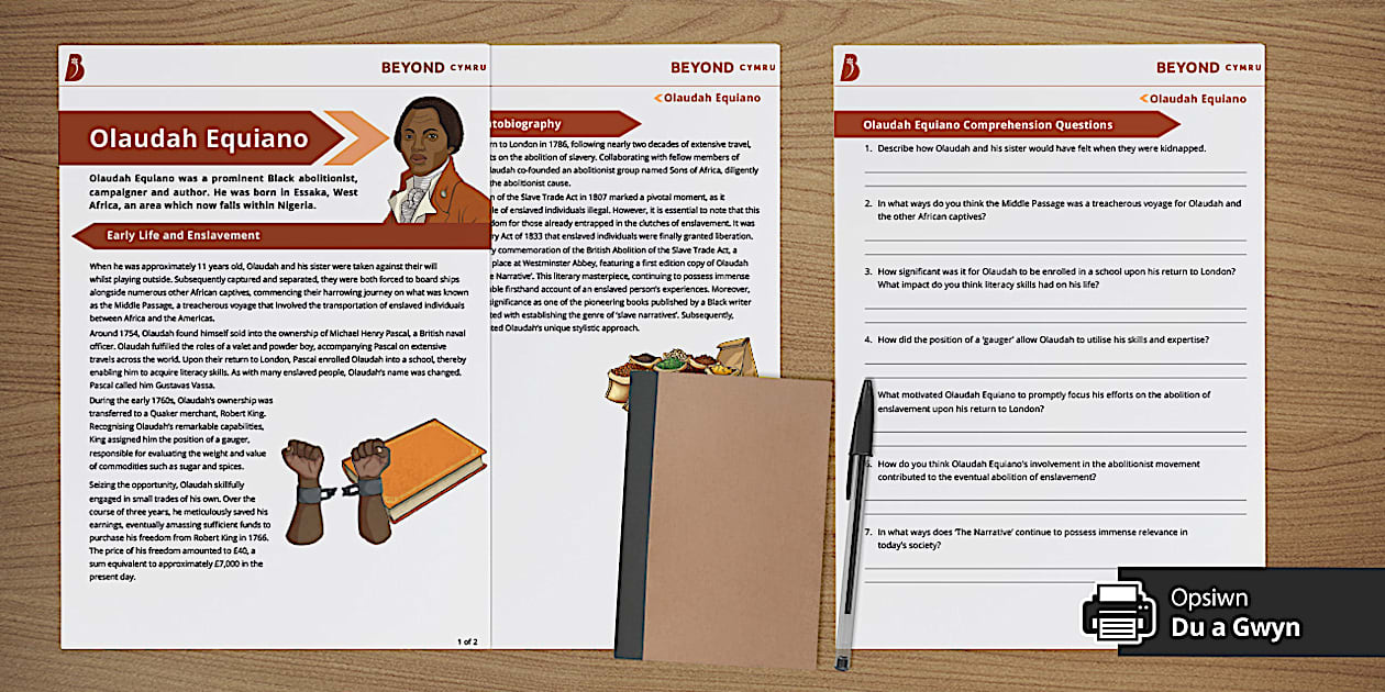 Olaudah Equiano Reading Comprehension PS4/5 (teacher made)