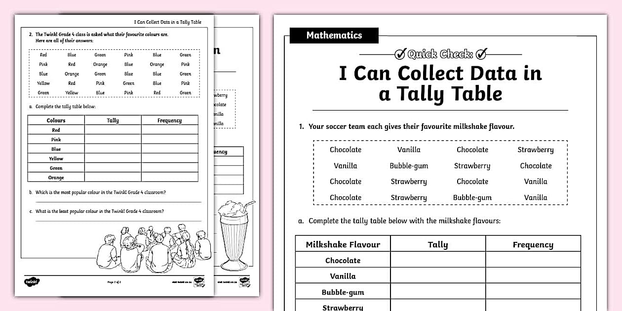 Quick Check: I Can Collect Data in a Tally Table - Twinkl