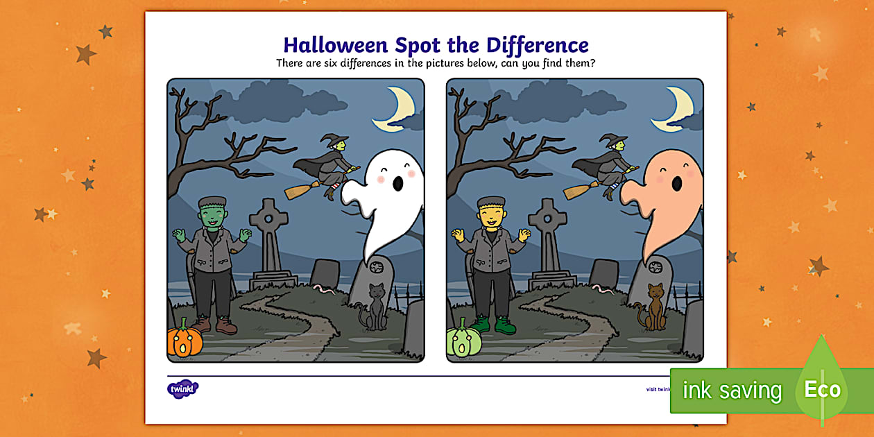 Halloween Aistear Spot the Difference Worksheets