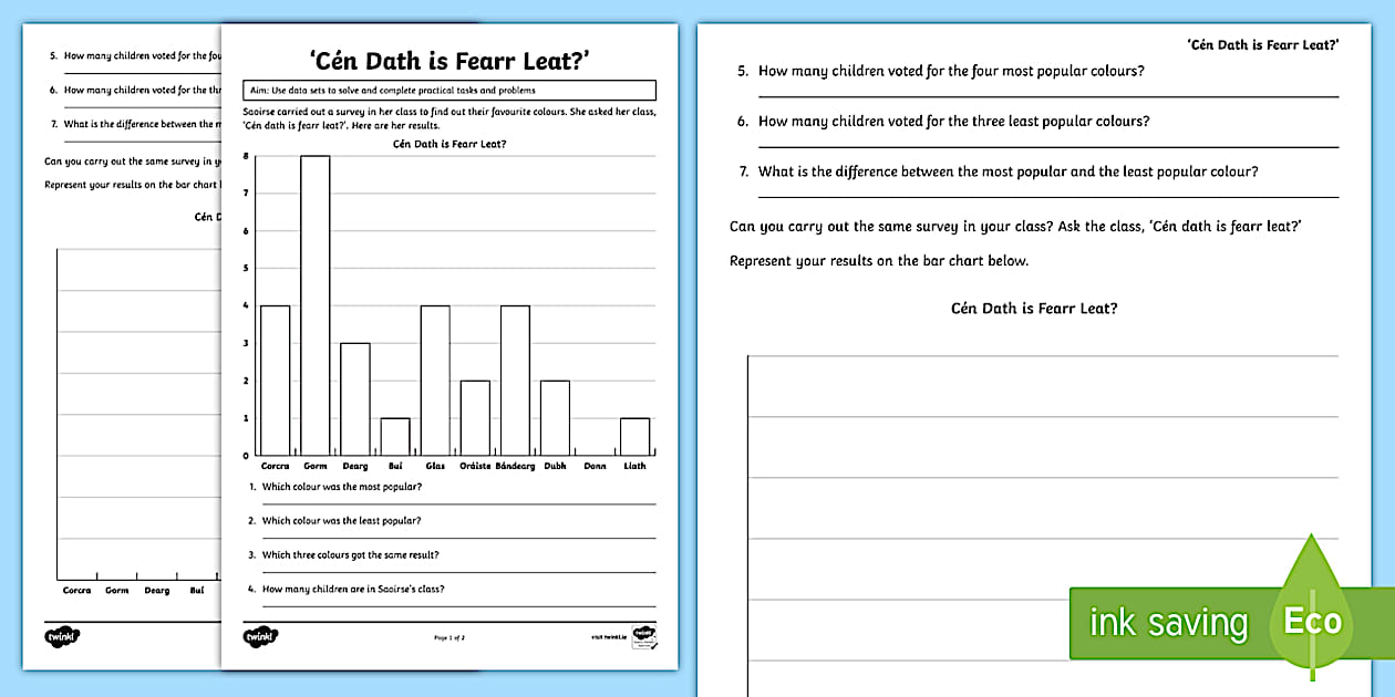 Favourite Colours Data Worksheet (teacher made) - Twinkl