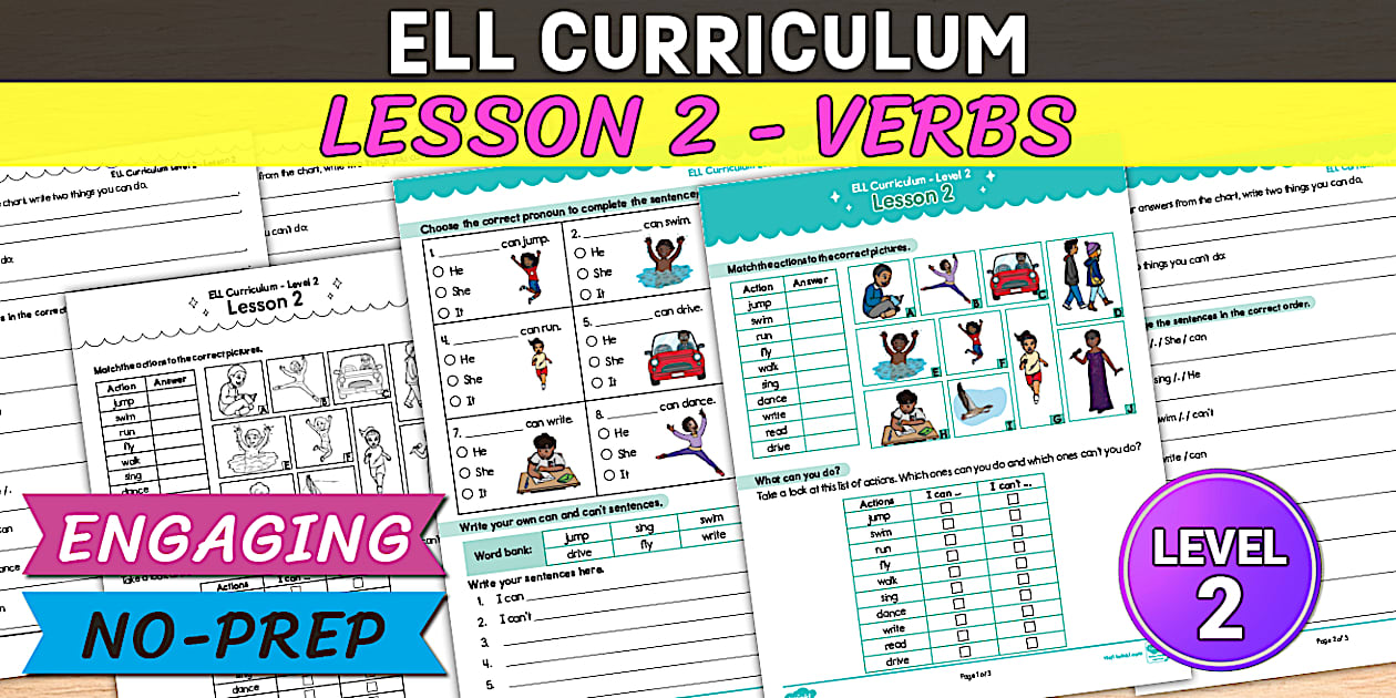 ELL Curriculum: Level 2, Lesson 2 Worksheet (teacher made)