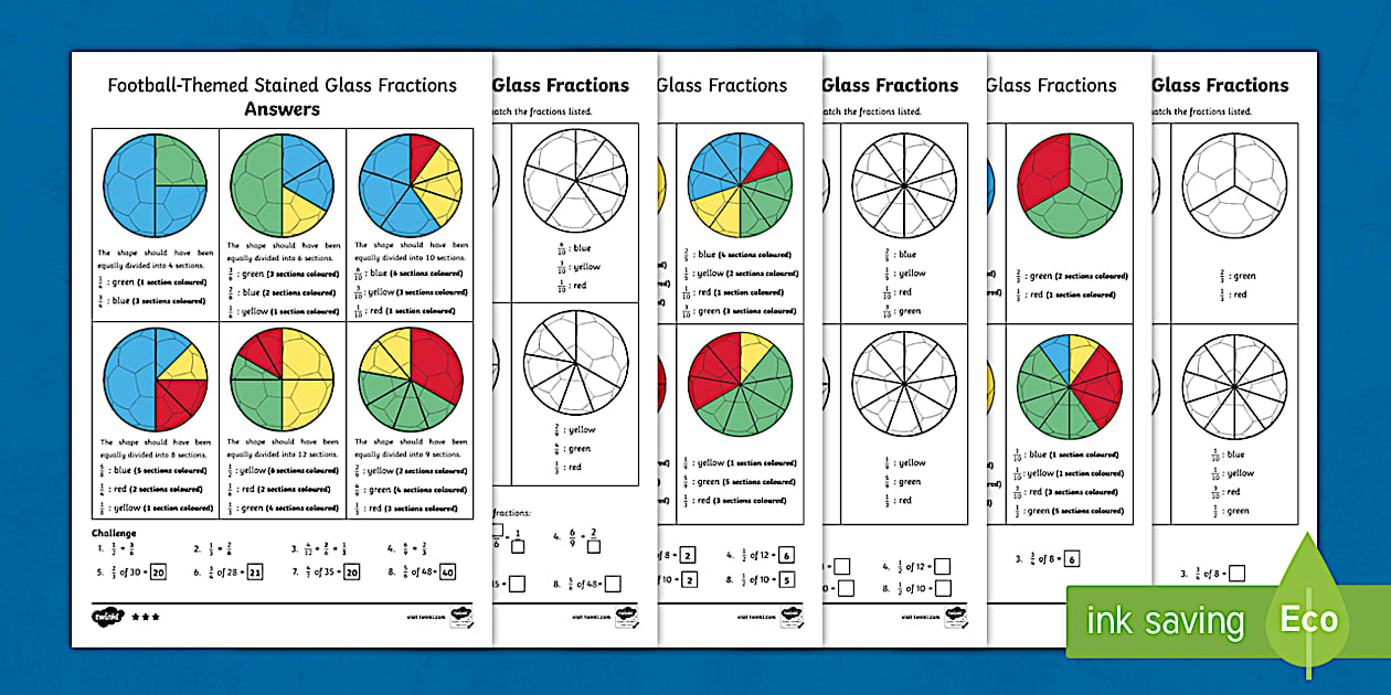The World Cup Stained Glass Fractions Maths Differentiated Worksheets