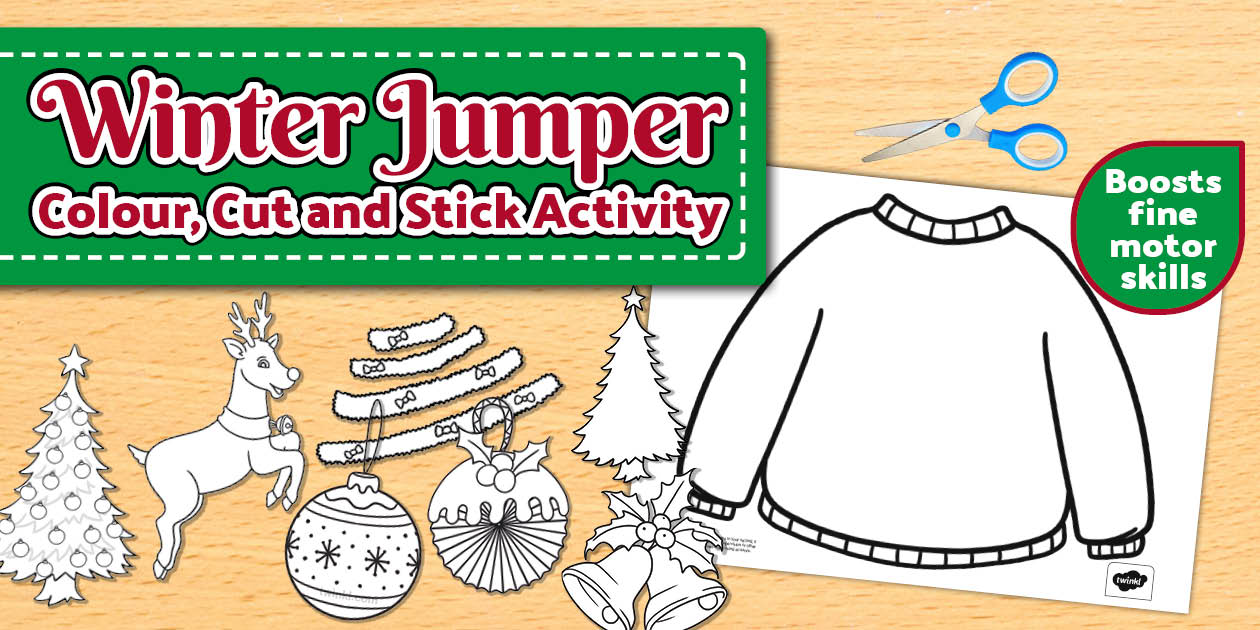 Winter Jumper: Colour, Cut and Stick Activity
