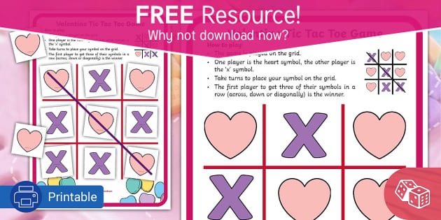 Free Valentine Tic Tac Toe Printable Game - Valentine’s Day Quick Games for