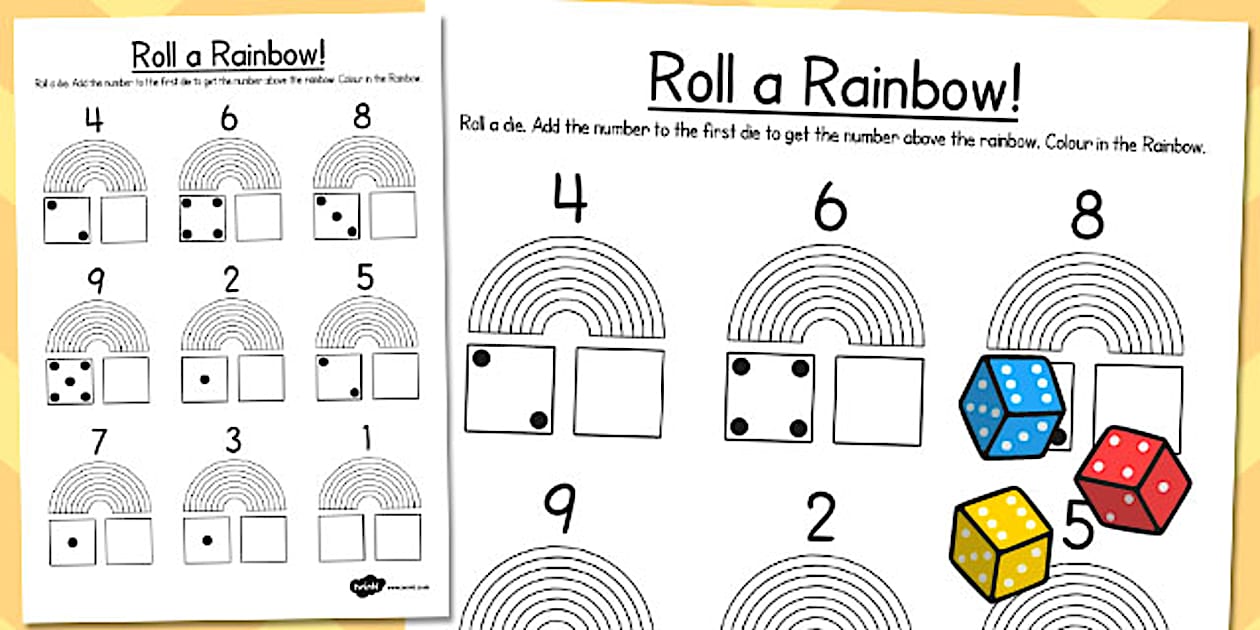 Editable Rainbow Roll Number Bonds Worksheet (teacher made)