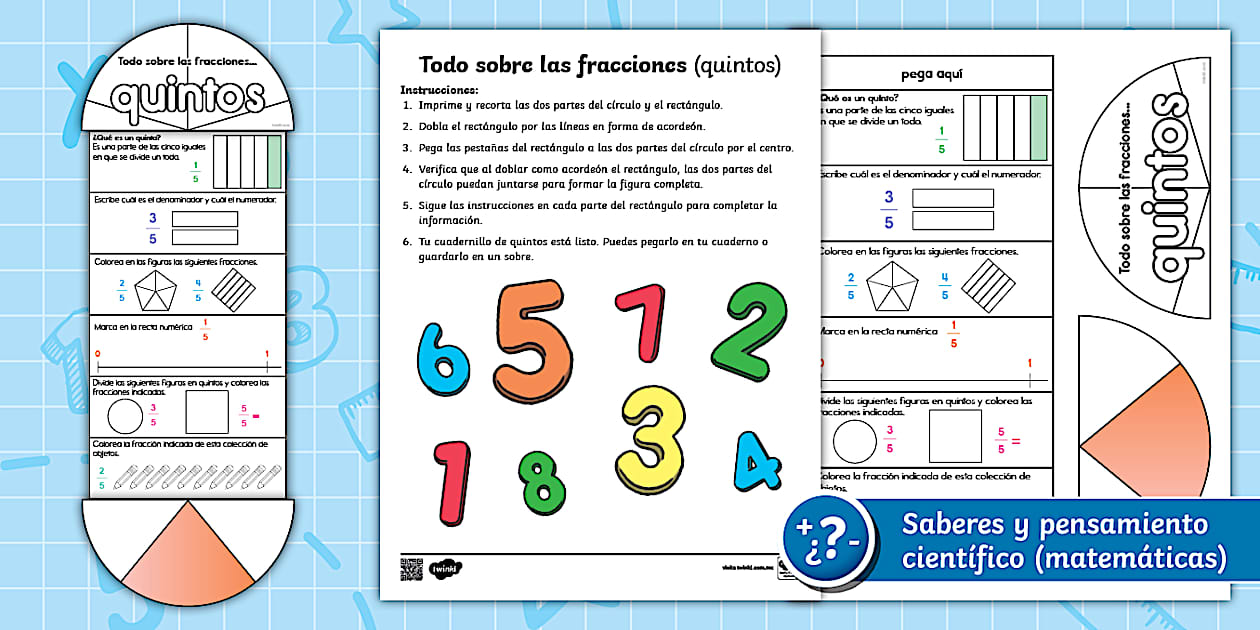 Fracciones y quintos - cuadernillo (Teacher-Made) - Twinkl
