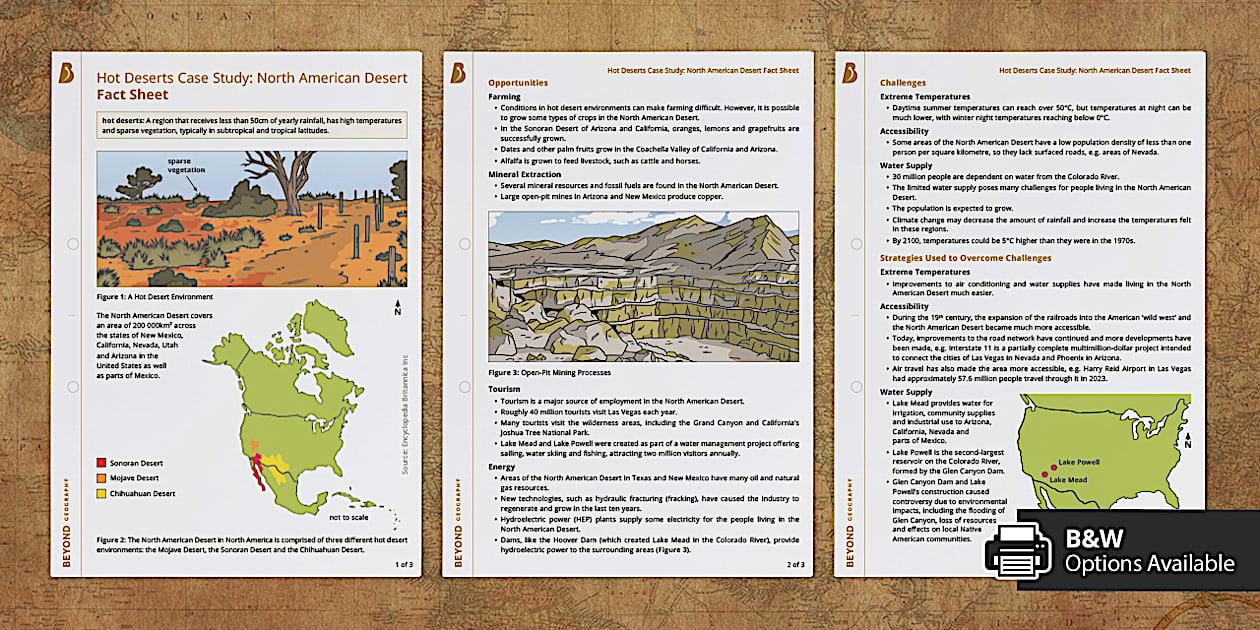 AQA Hot Deserts Case Study: North American Desert Fact Sheet