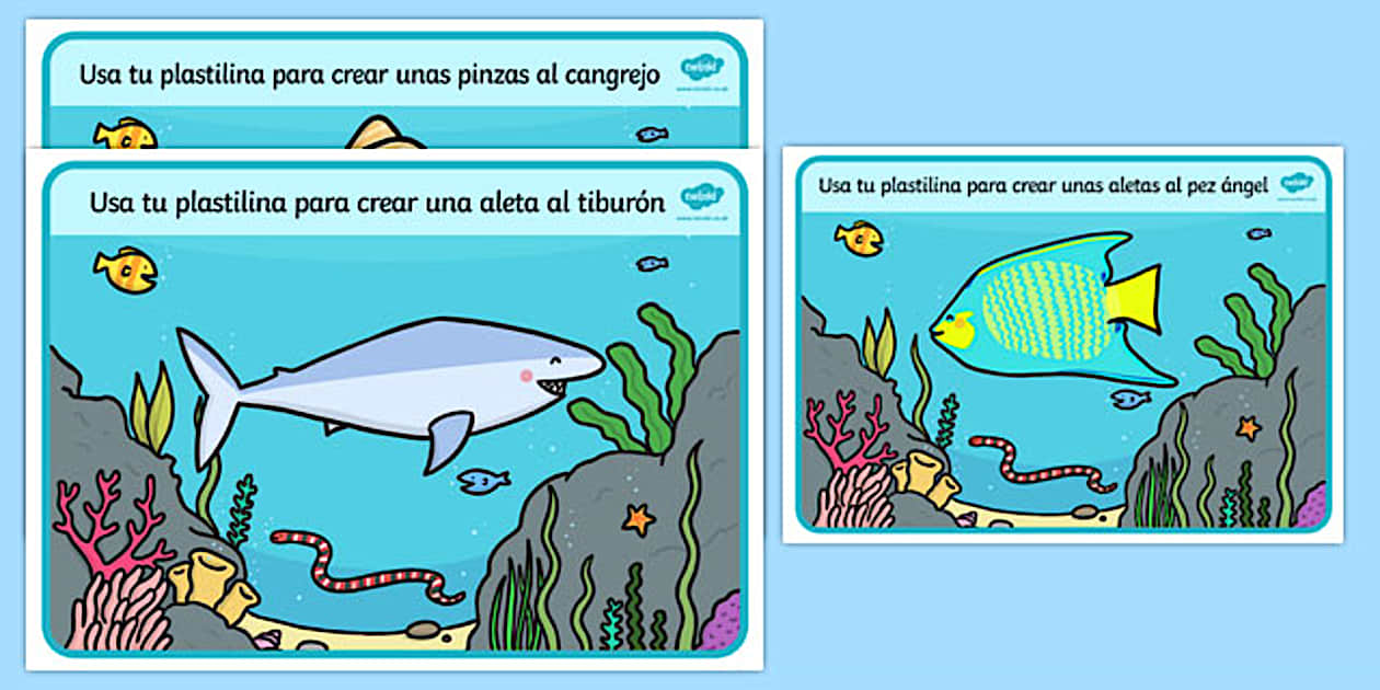 Under the Sea Modelling Dough Mats Spanish (teacher made)