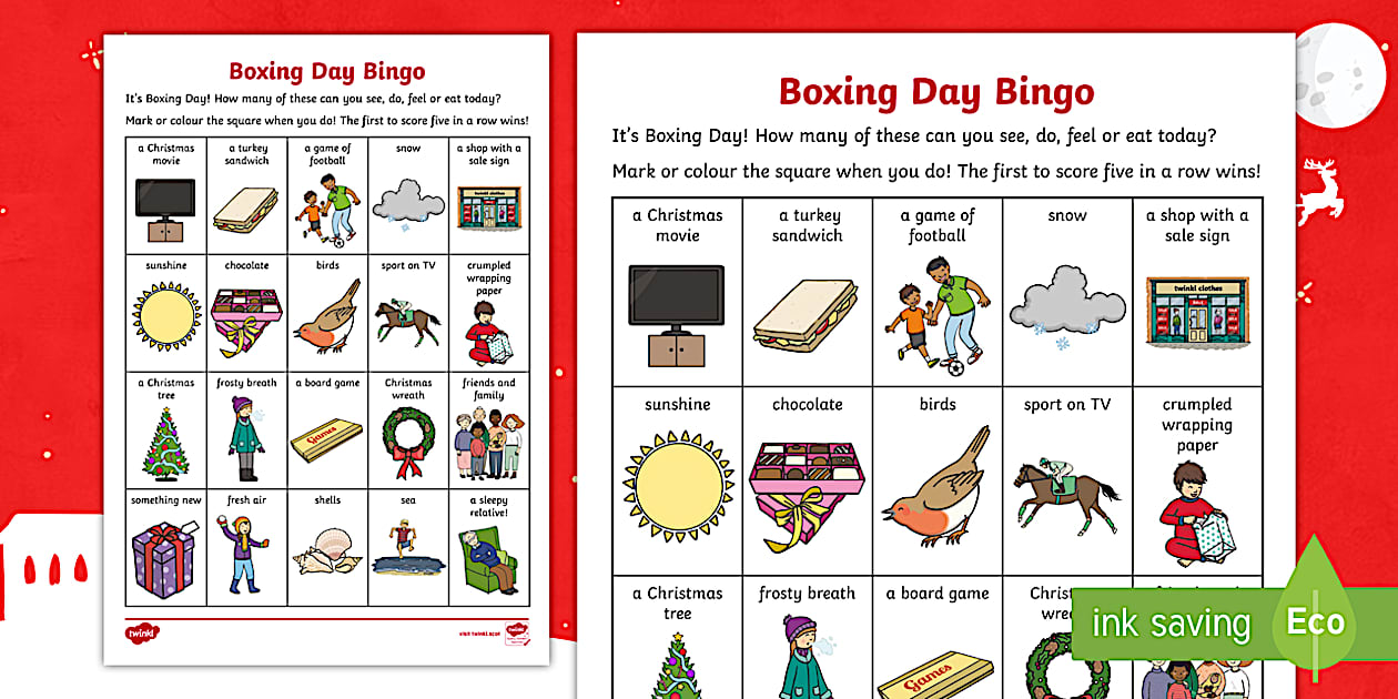 Boxing Day Bingo worksheet | All ages (teacher made)
