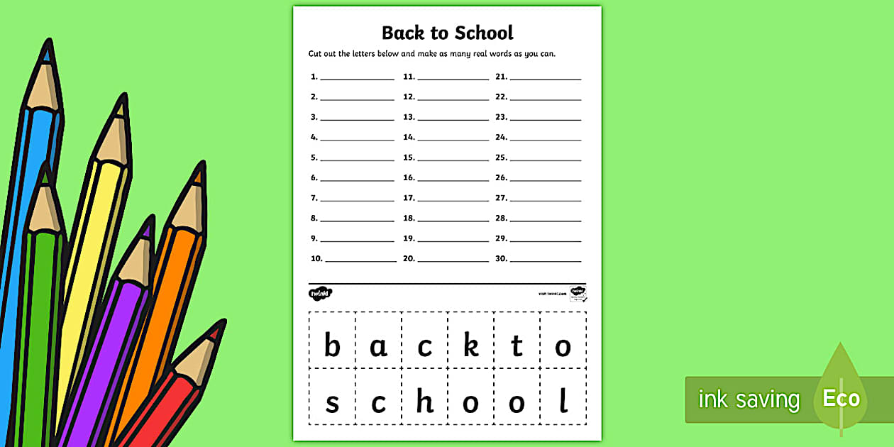 Back to School Word Jumble Worksheet / Worksheet - Twinkl