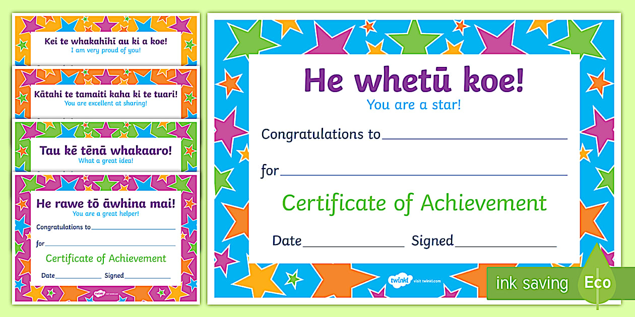 Editable Māori Certificates For Kids Te Reo / English