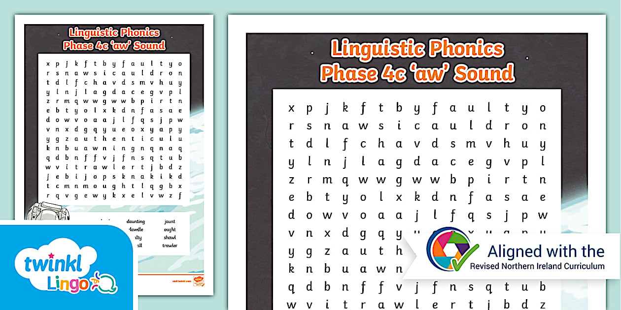 Linguistic Phonics Phase 4c 'aw' Sound Word Search - Twinkl