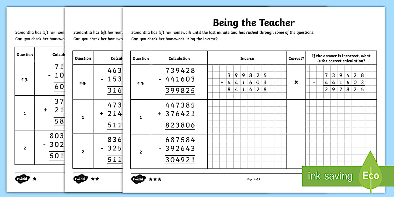 6-Digit Checking Answers Worksheets (teacher made) - Twinkl