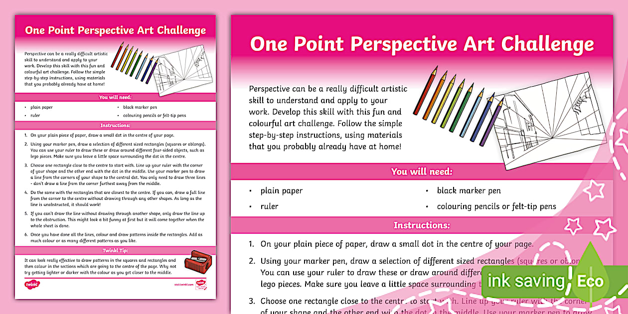1 Point Perspective Art Challenge (teacher made) - Twinkl