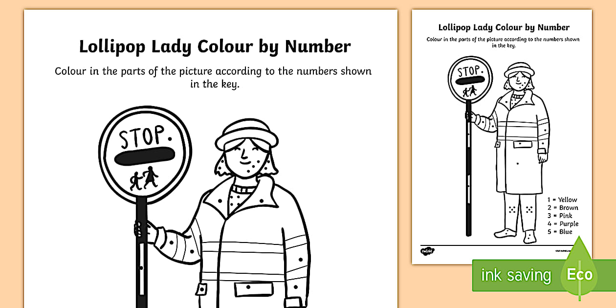 Editable Lollipop Lady Colour By Number Dots - Twinkl