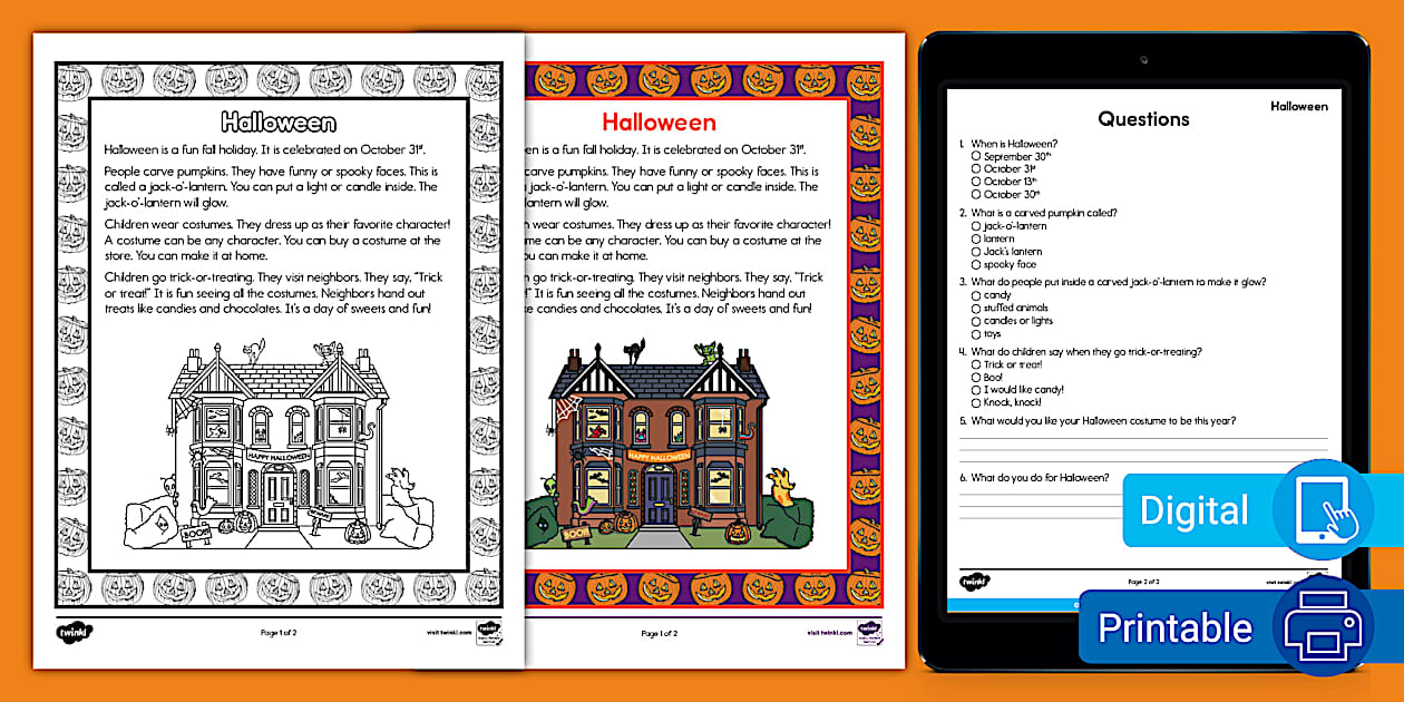 Halloween Reading Comprehension 1st Grade | Twinkl USA