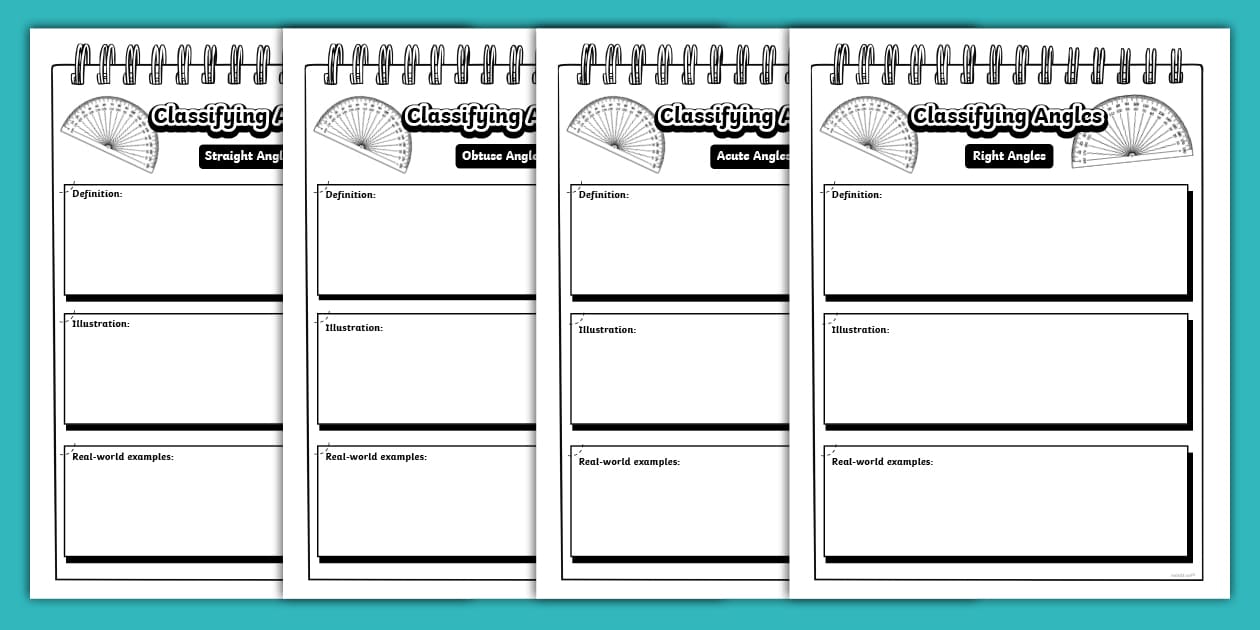 Fourth Grade Classifying Angles Notebook Pages - Twinkl