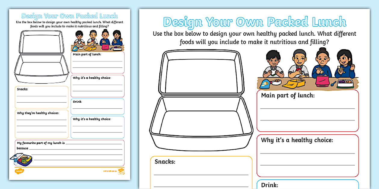 Design Your Own Packed Lunch Worksheet - Twinkl