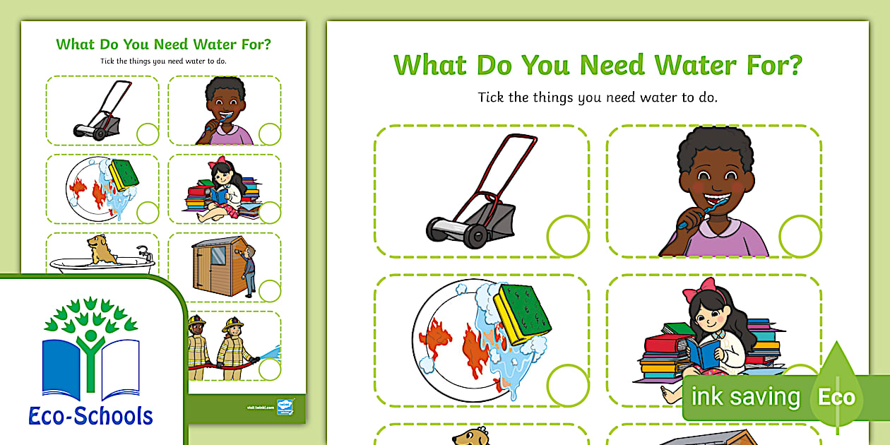 FREE! - Eco-Schools NI: What Do You Need Water For? Activity Page