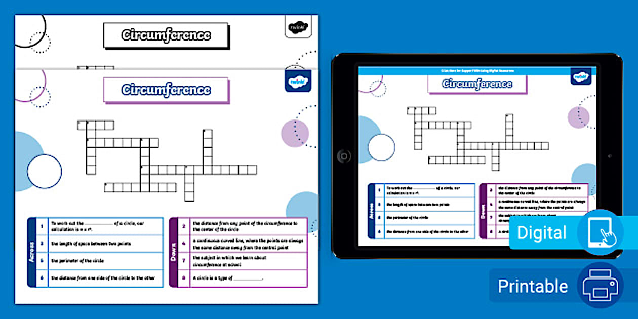 Circumference Crossword for 3rd-5th Grade