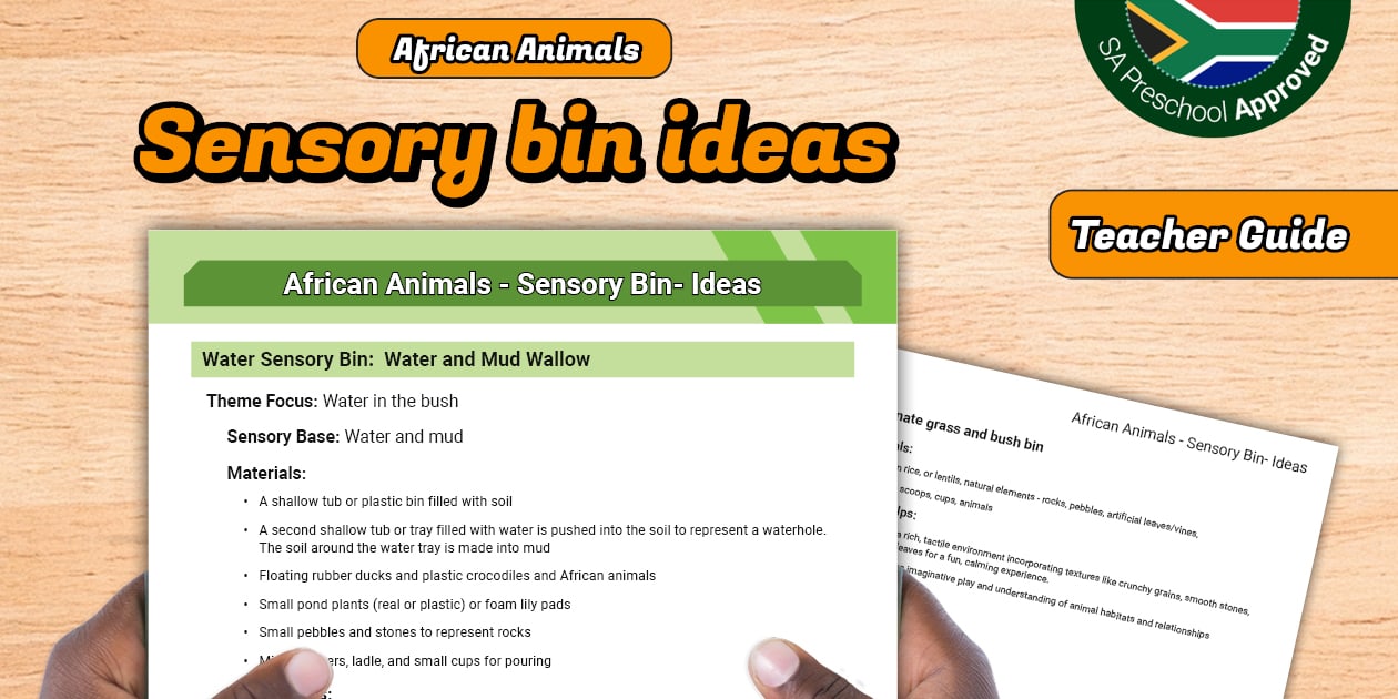 Preschool Themes - African Animals - Ideas for Sensory Bins