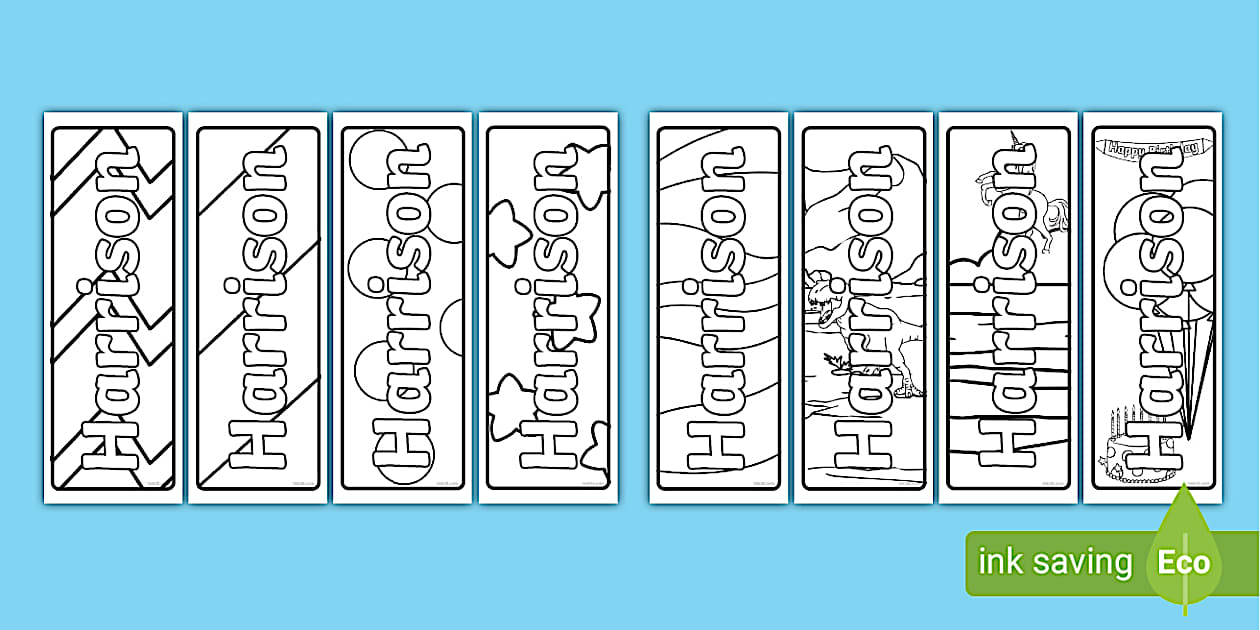 Harrison Name Simple Colouring Bookmarks | Twinkl | KS1