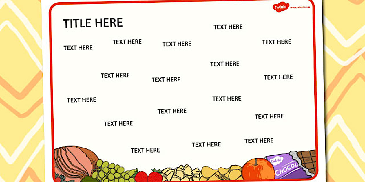 Food Themed Editable Word Mat