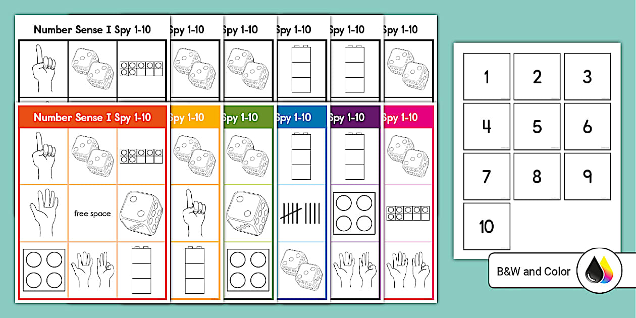 Number Sense I Spy 1-10 Bingo