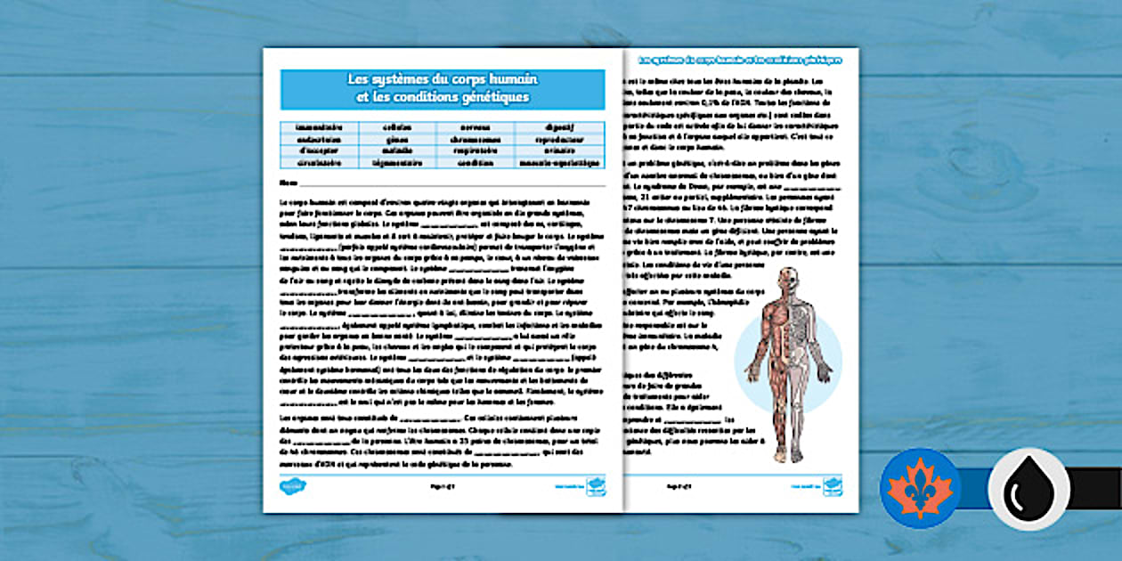 Body Systems and Disorders Cloze French - Twinkl