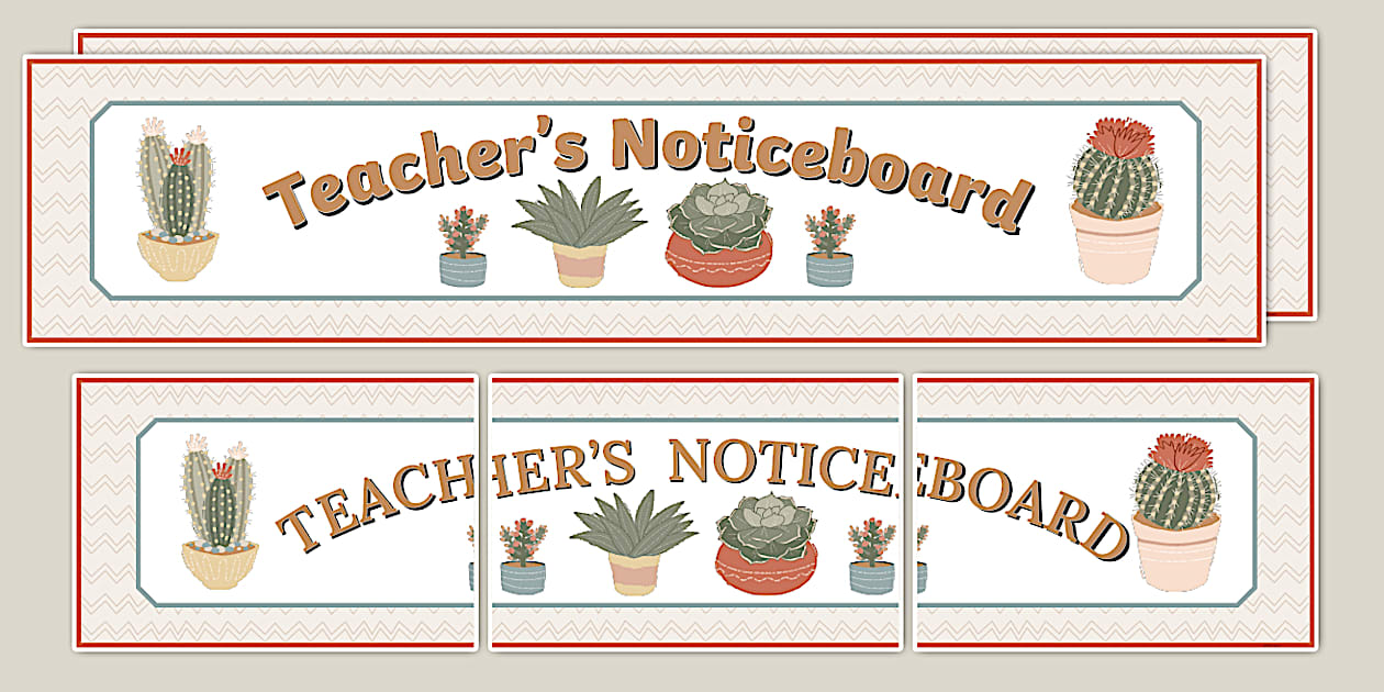 Succulents-Themed Teacher's Noticeboard Display Banner