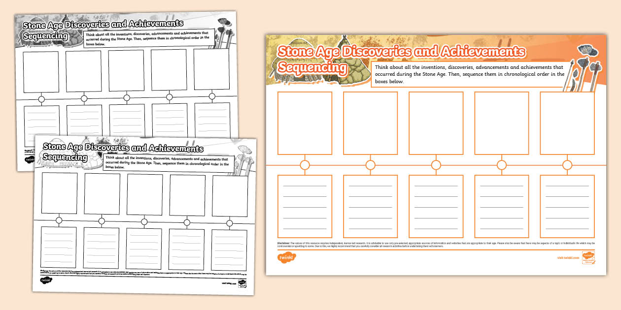 Stone Age Achievements Sequencing Worksheet
