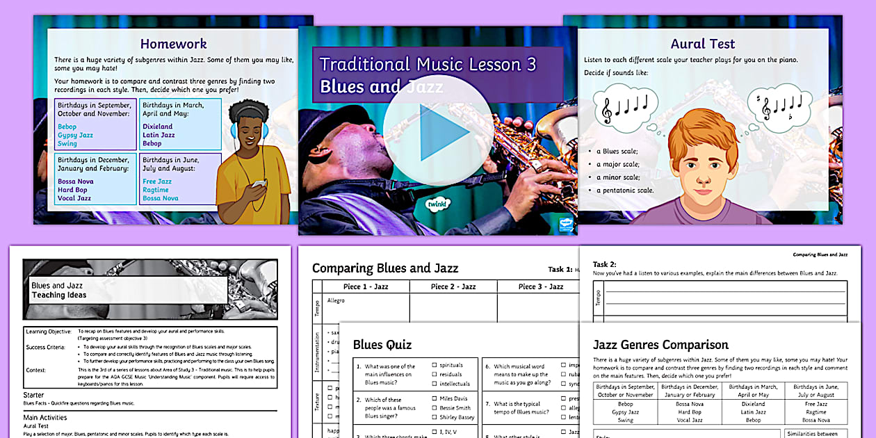 GCSE Traditional Music Lesson 3: Blues and Jazz Lesson Pack
