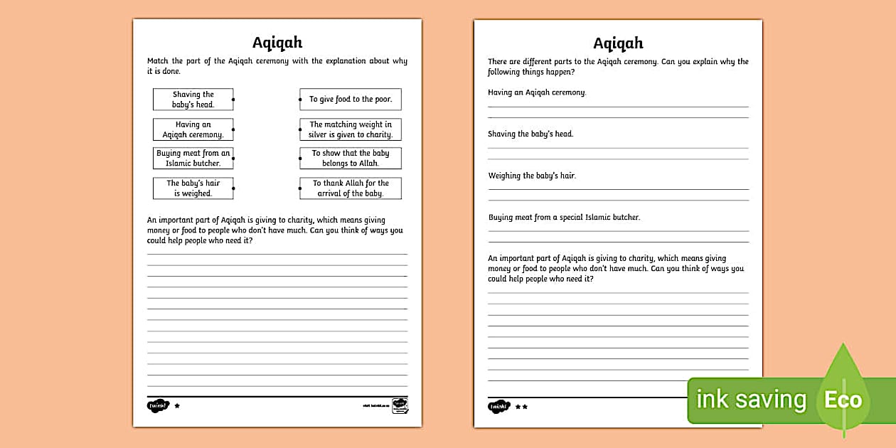 Editable Aqiqah Differentiated Worksheets - Twinkl