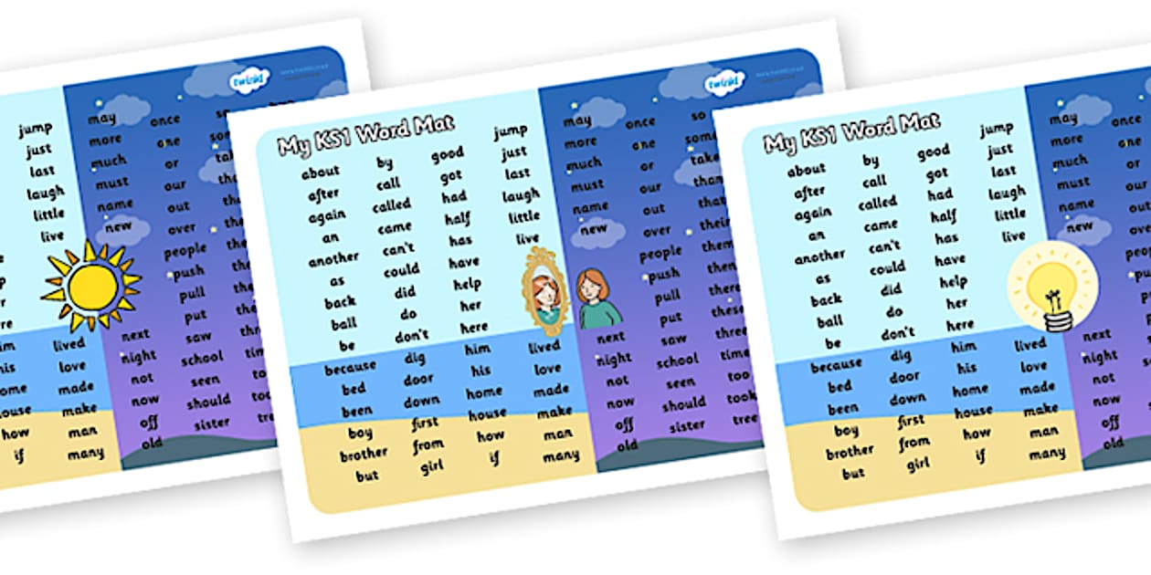 Light and Dark Themed KS1 Word Mat - Twinkl