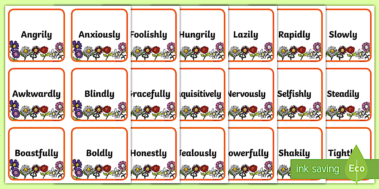 Editable Adverbs Word List (teacher made) - Twinkl