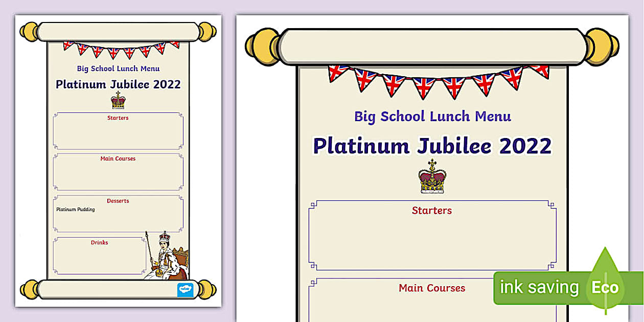 Platinum Jubilee Lunch Menu Template | Twinkl - Twinkl