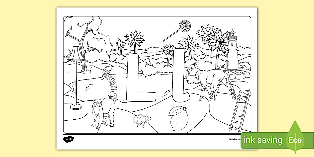 L Sound Loaded Colouring Scene (teacher made) - Twinkl