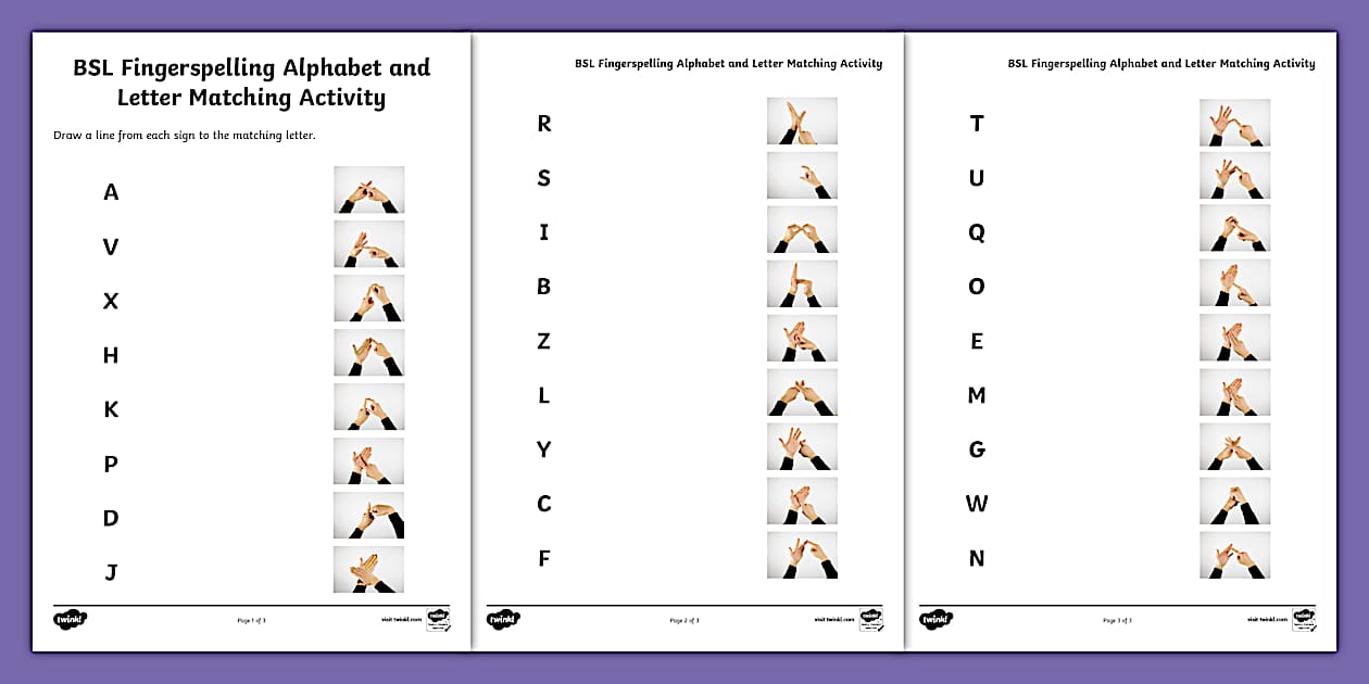 British Sign Language Alphabet Sign and Letter Matching
