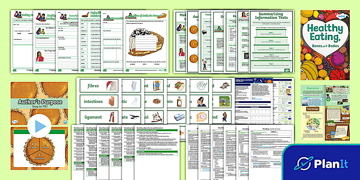 Year 3 Healthy Eating, Bones and Bodies: Reading Unit Pack