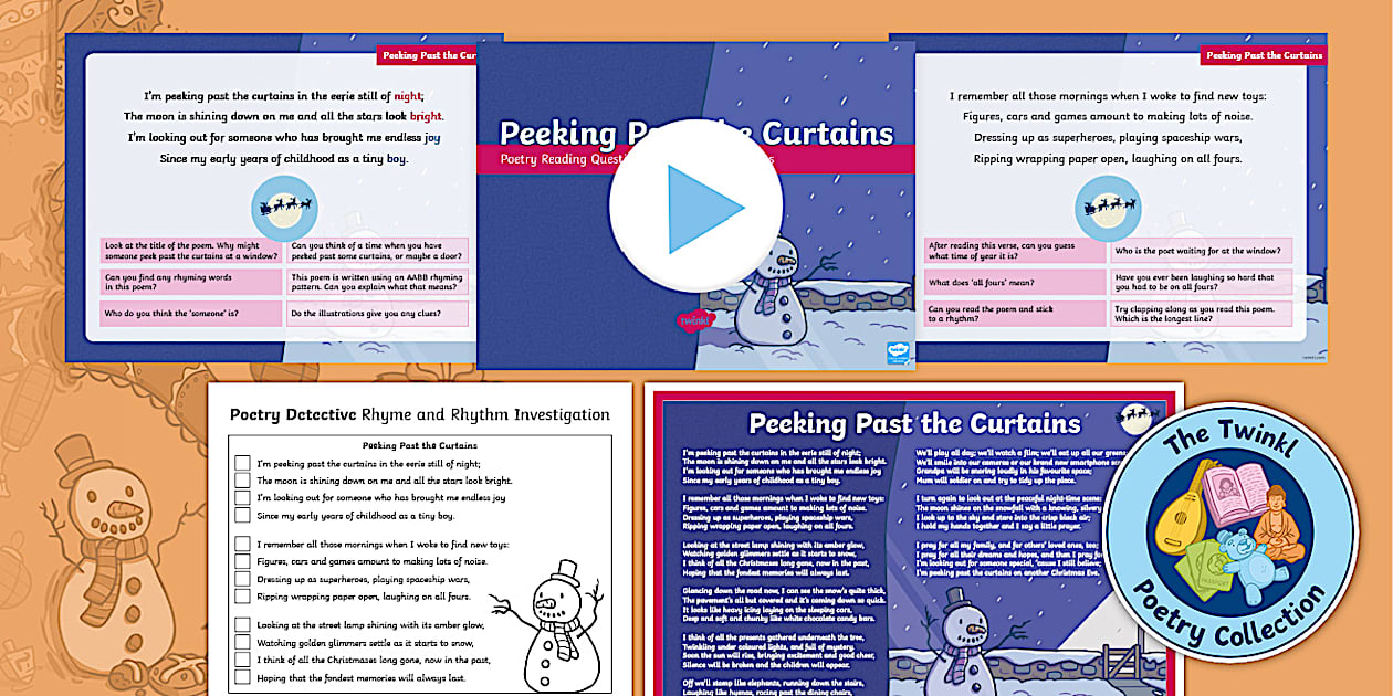 'Peeking Past the Curtains' Christmas Rhyming Poem for KS2