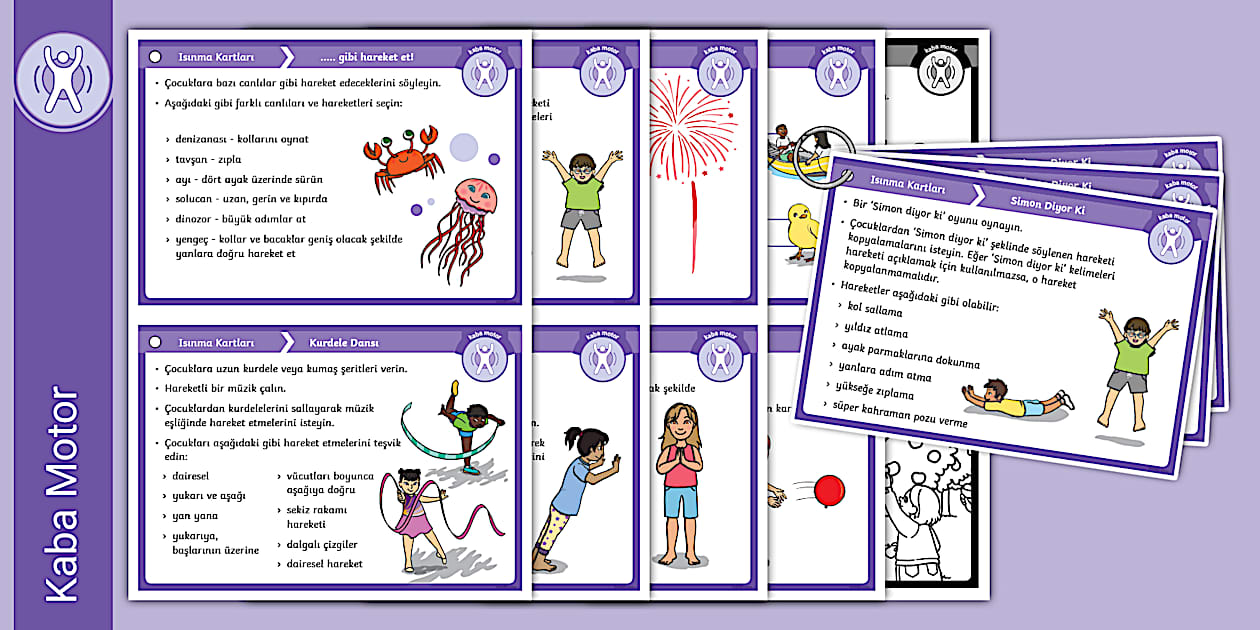 İnce Motor Becerileri Kaba Motor Isınma Kartları - Twinkl