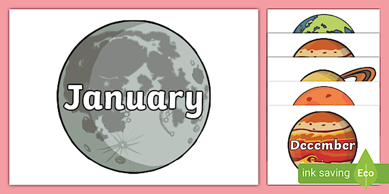 Cursive Months of the Year on The Planets (teacher made)