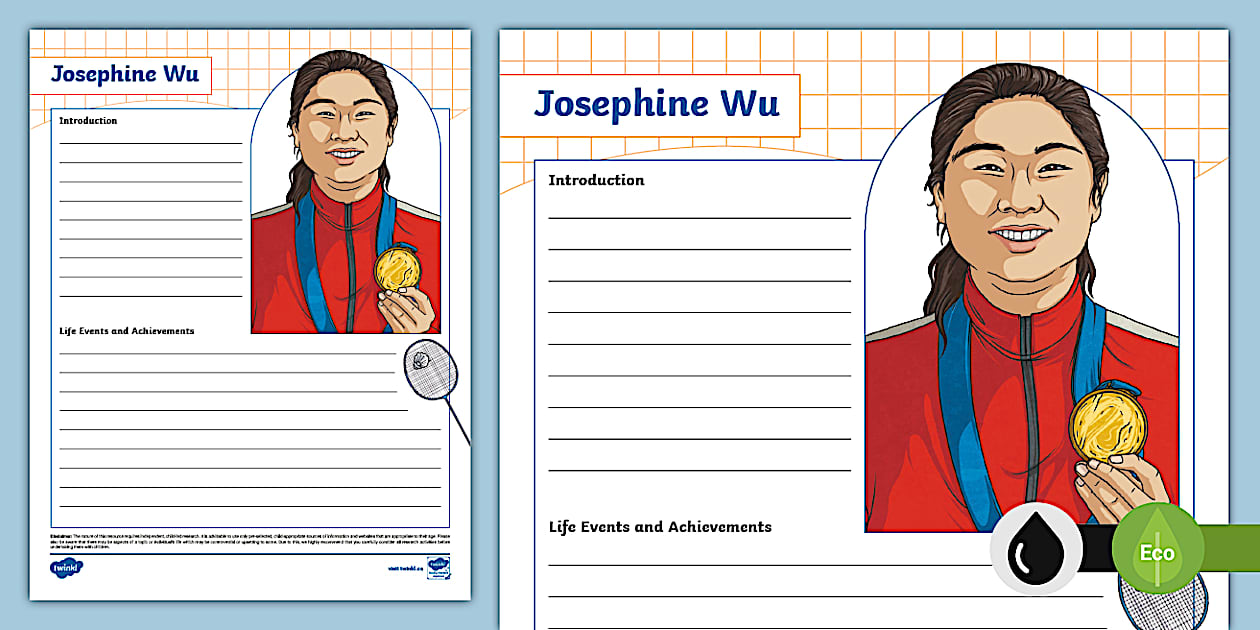 Josephine Wu Biography Writing Template - Twinkl