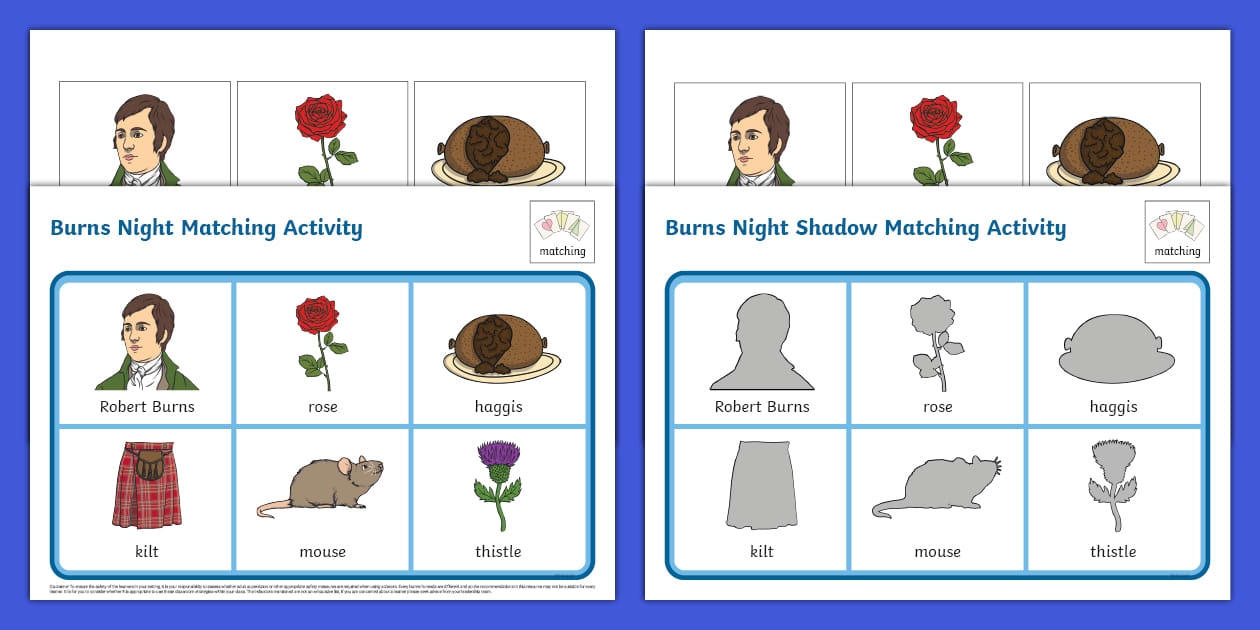 Burns Night Matching Activity (teacher made) - Twinkl