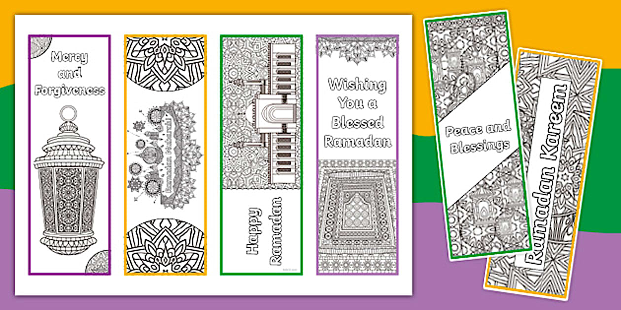 Ramadan Colouring Bookmarks - Twinkl