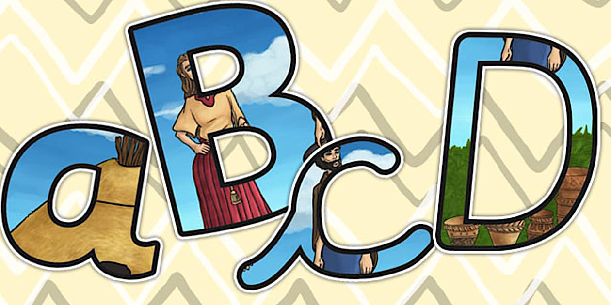 Cursive Bronze Age Themed A4 Display Lettering - Twinkl