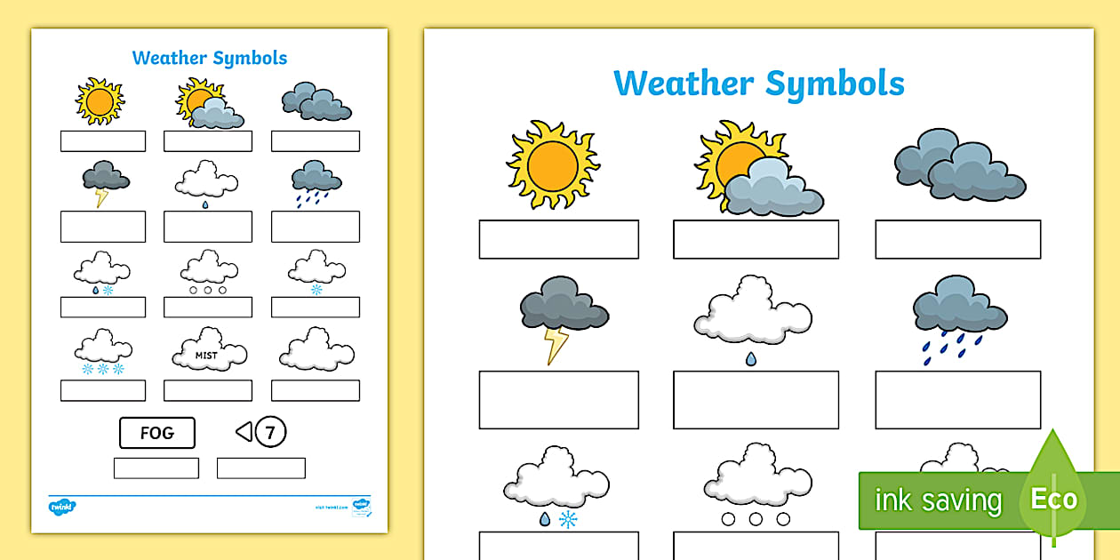 Editable Weather Symbols Worksheet (teacher made) - Twinkl